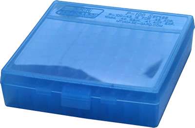 MTM AMMO BOX .22LR 100-ROUNDS CLEAR BLUE | Gunstores